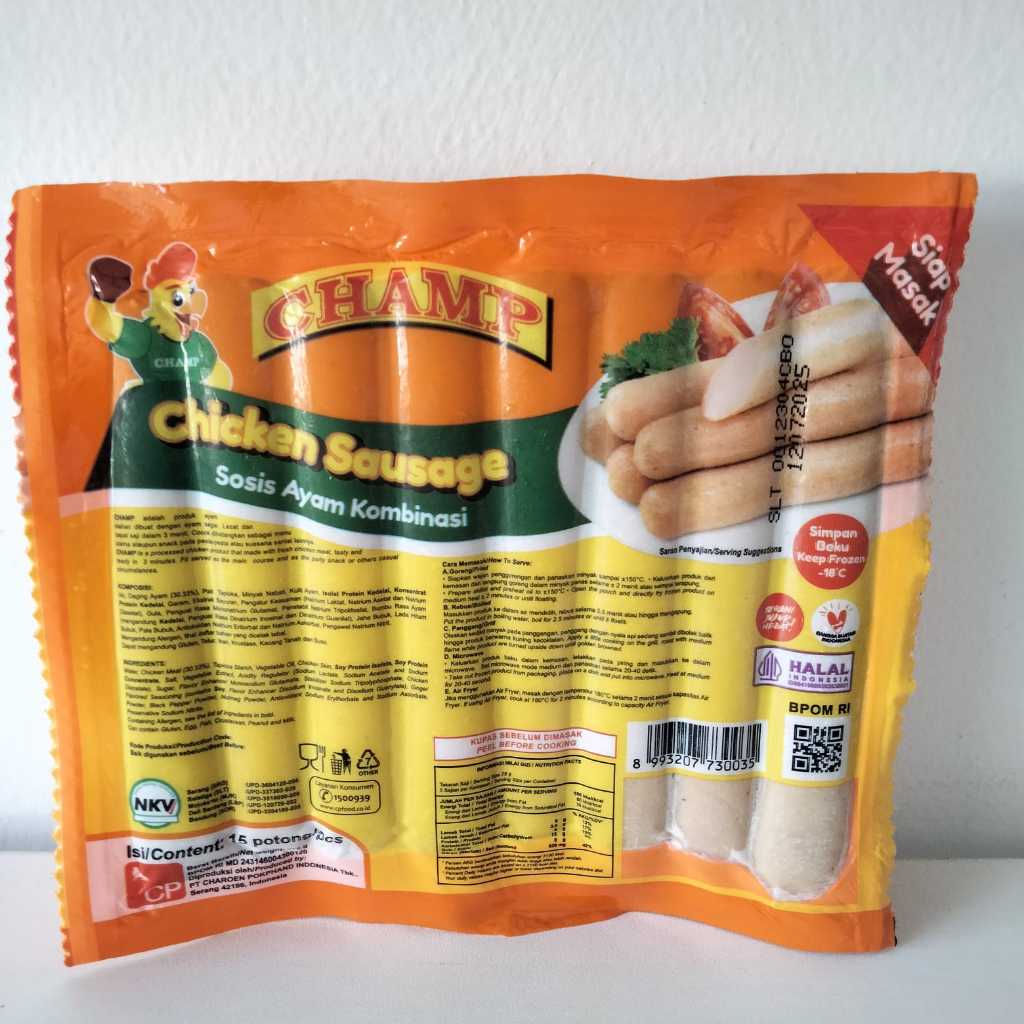 Jual Champ Chicken Sausage isi 15pcs 375gr Sosis Ayam - Festive Frozen Food | Shopee Indonesia