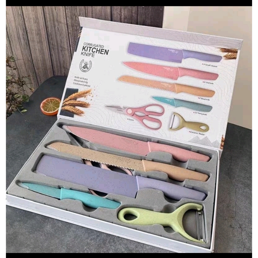 Jual PISAU SET JERAMI ISI 6 PCS pisau dapur stainless steel kitchen ...