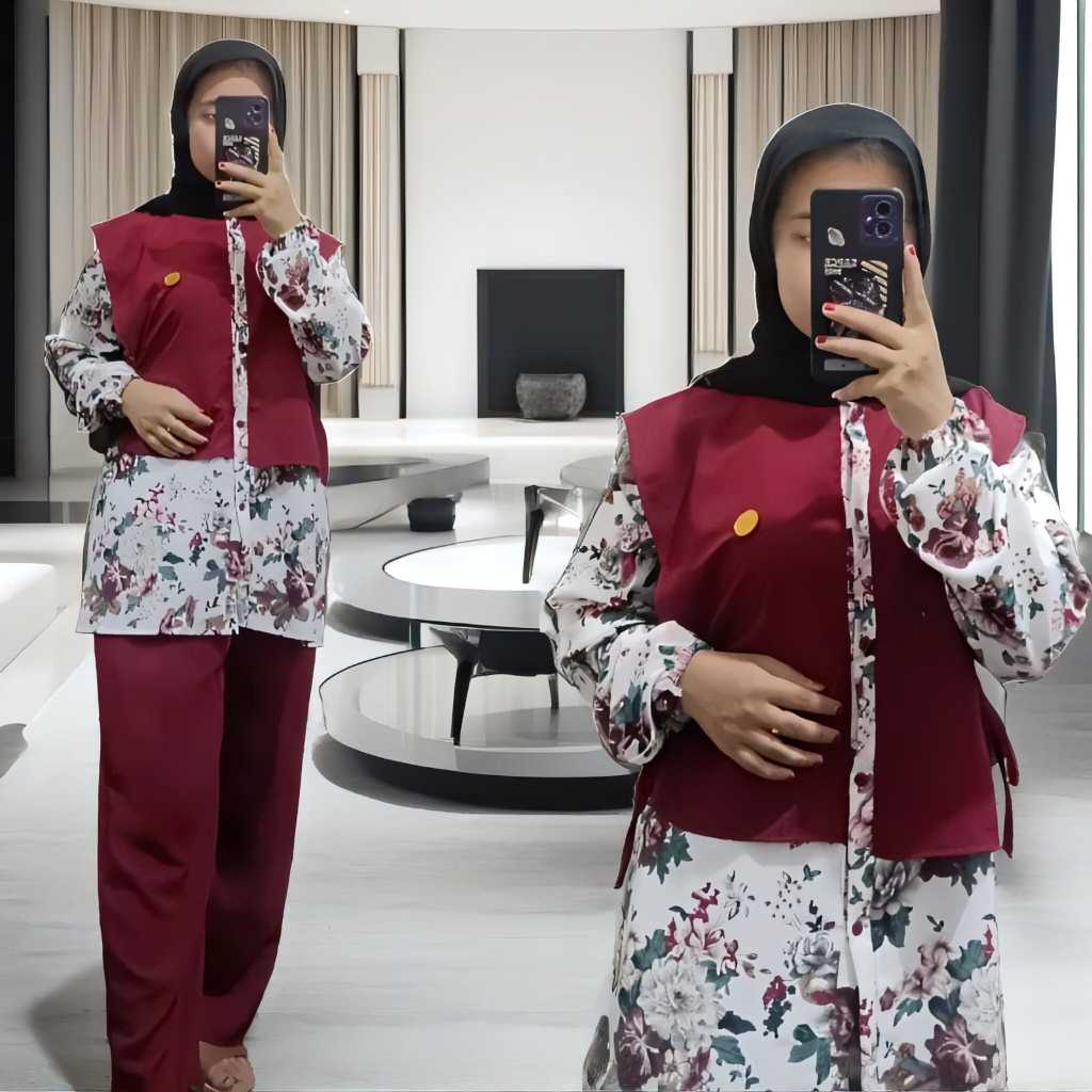 Jual LAILA ONE SET TERBARU BAHAN COMBINASI CRINKLE ALEVA | Shopee Indonesia