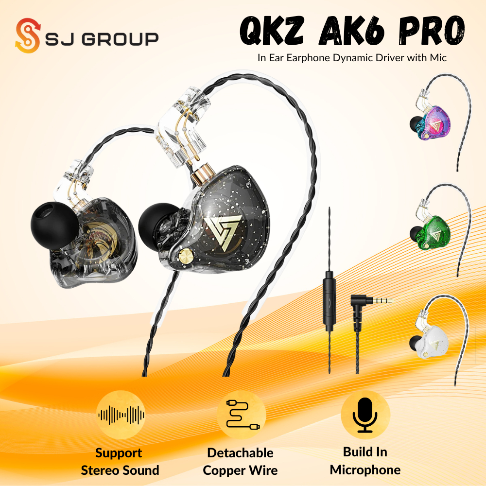 Jual QKZ AK6 Pro Detachable Cable Sport Earphone with Mic Headset Bass ...