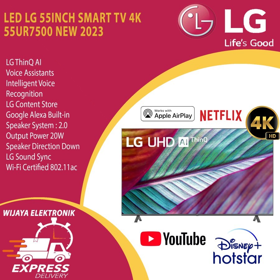 Jual LED LG 55 INCH SMART TV UHD 4K 55UR7500 55" NEW 2023 | Shopee ...