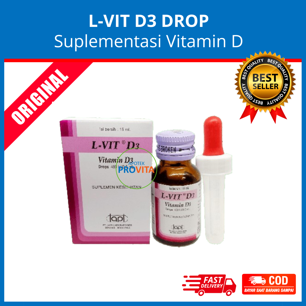 Jual L-VIT D3 DROPS 15 ml - Vitamin D3 Drop Untuk Bayi Vitamin Imun Tulang & Tumbuh Gigi ...