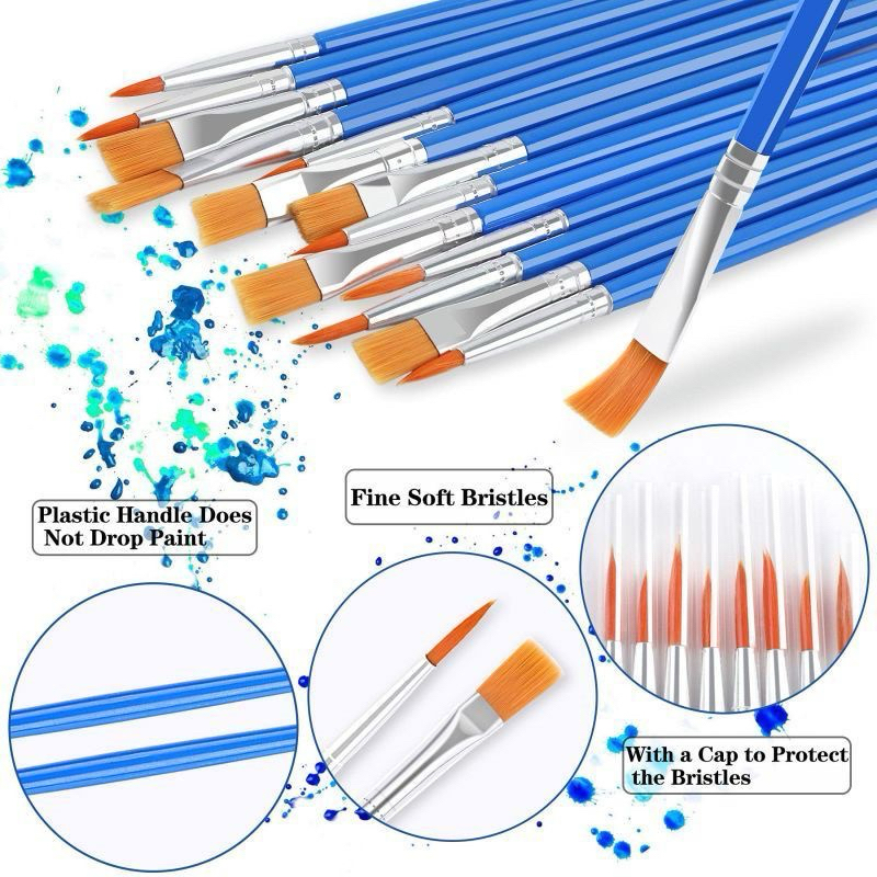 Jual PH KUAS LUKIS FLAT KUAS NYLON DATAR PAINT FLAT BRUSH KUAS ROUND ...