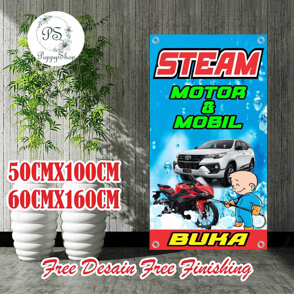 Jual Spanduk Banner 50X100 Steam Motor Bisa Custom Desain | Shopee ...