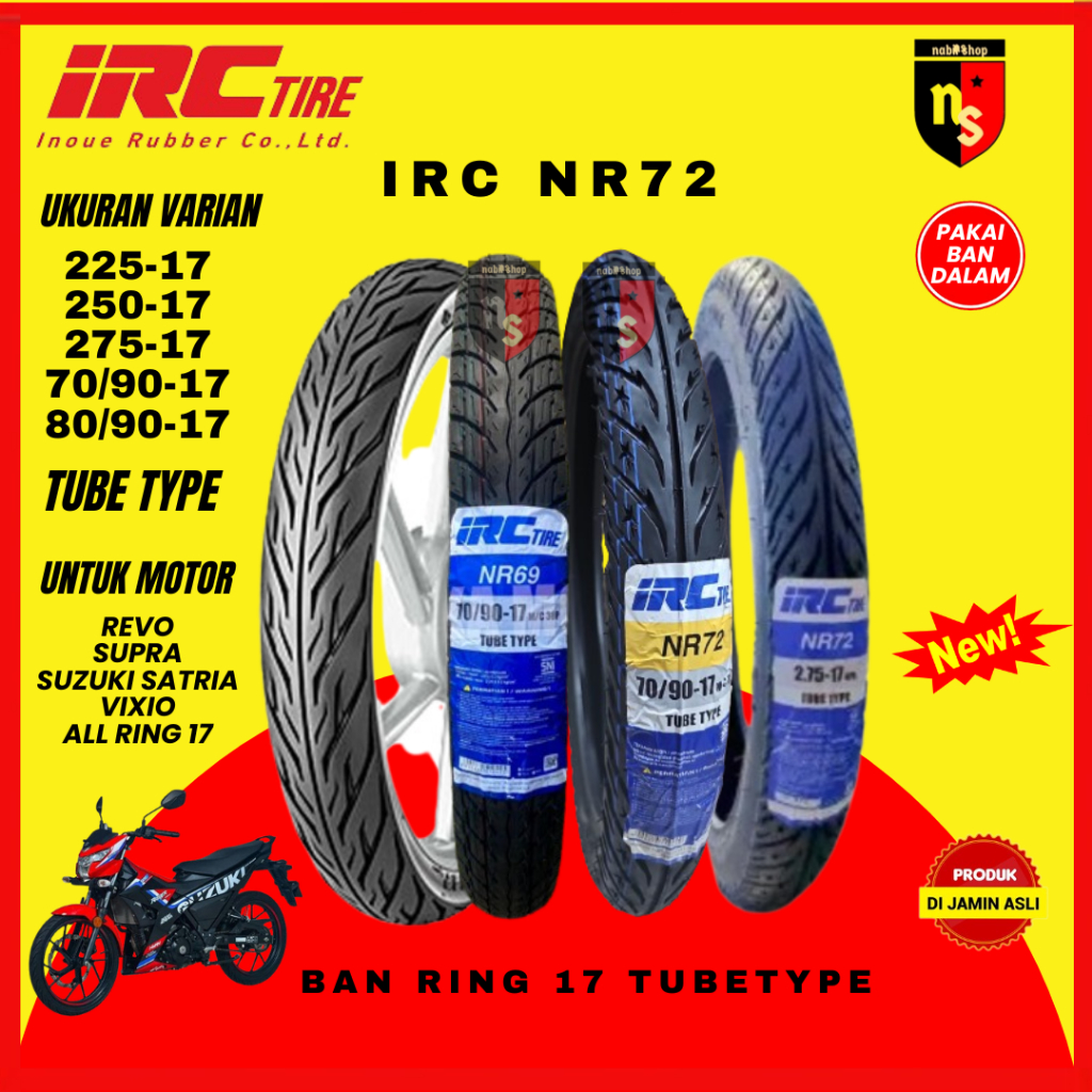Jual Ban Motor Ring 17 IRC NR 72 250-17 Tube Type (Bukan Tubeles ...