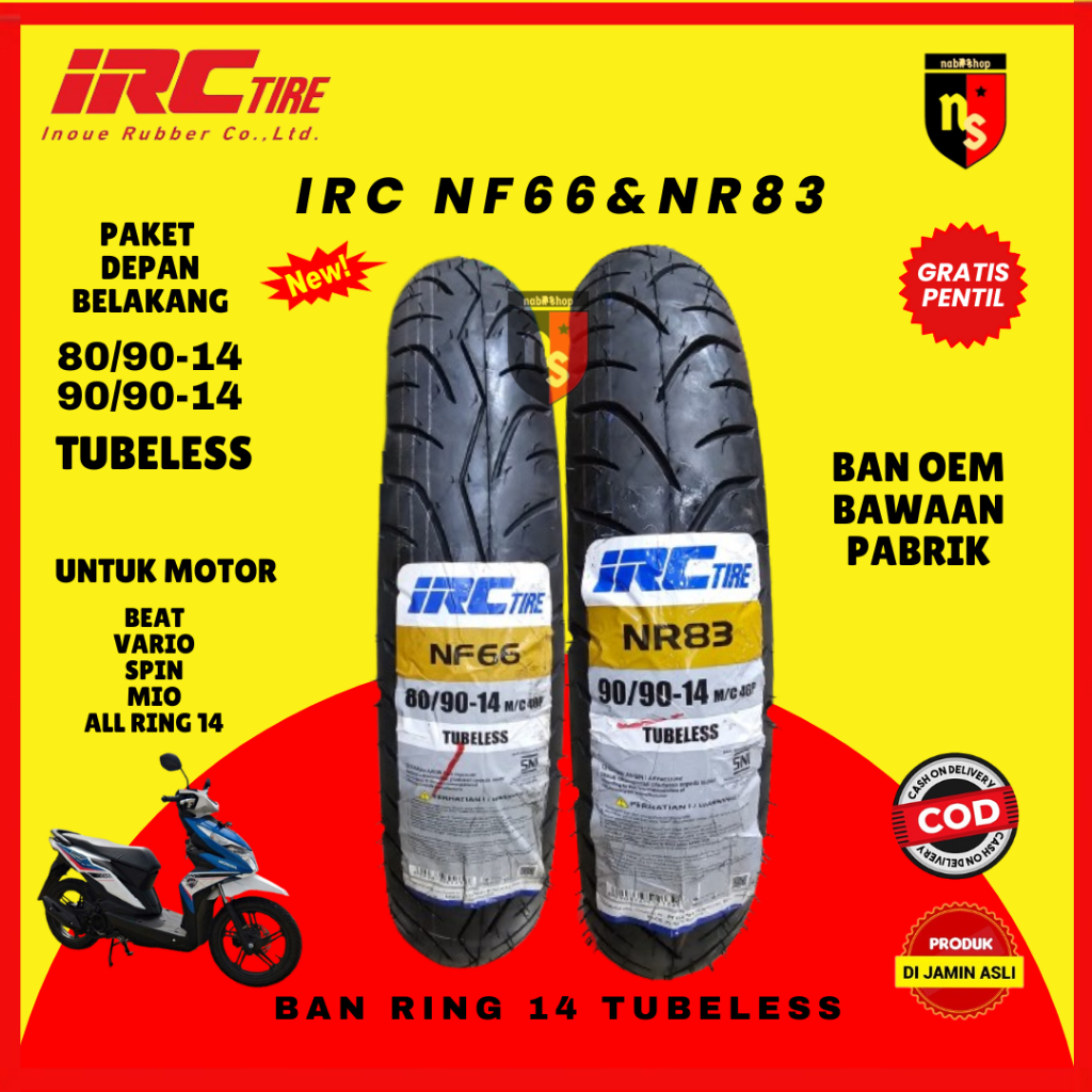 Jual Paket Ban Motor Matic // IRC NF 66 80/90 dan NR 83 90/90 Ring 14 ...