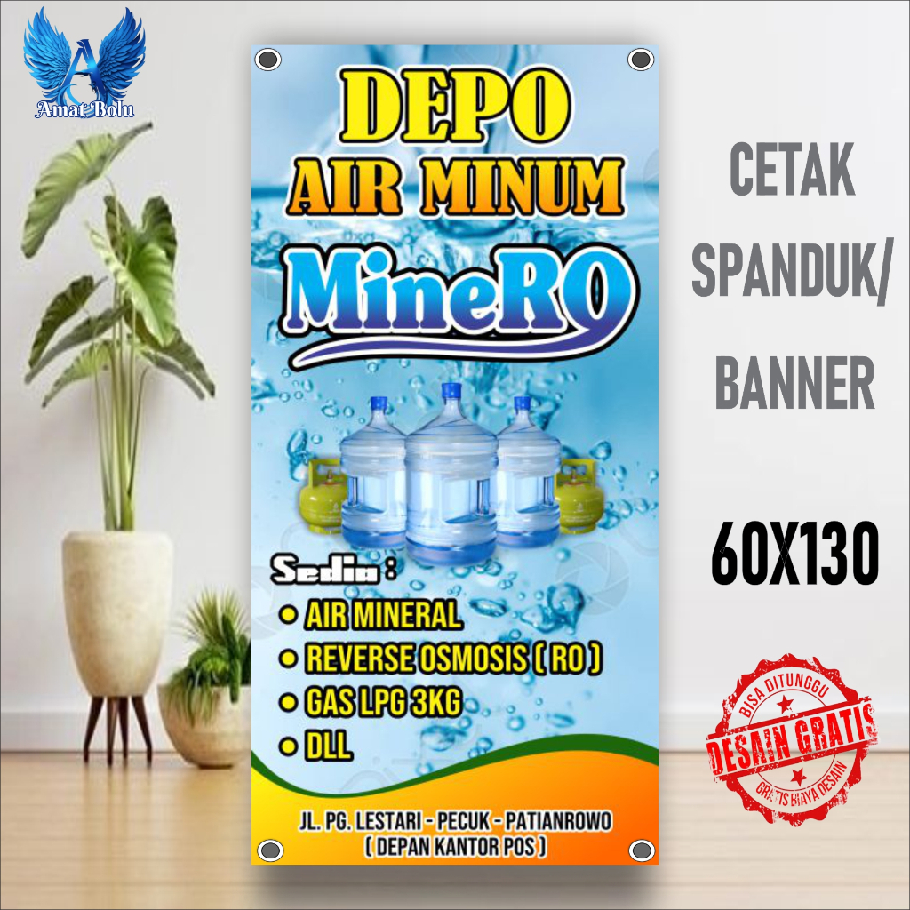 Jual Cetak Banner Cetak Spanduk DEPO AIR MINUM UKURAN 60X130 & 300X100 ...