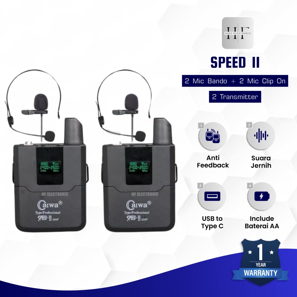 Jual Michrophone Bando Wireless CAIWA SPEED-II UHF Mic Clip On Wireless ...