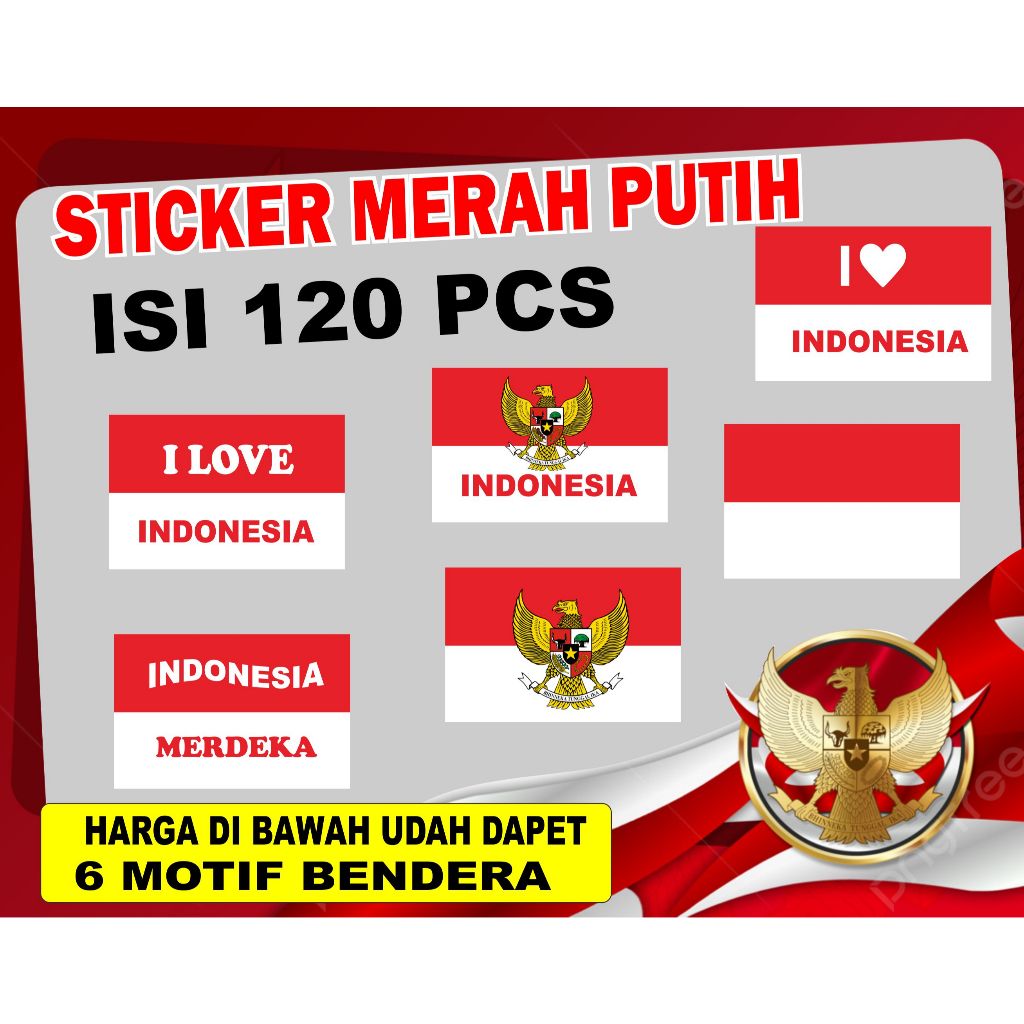 Jual STICKER BENDERA MERAH PUTIH RI HUT 79.SATU PAKET ISI 120 STICKER 6 ...