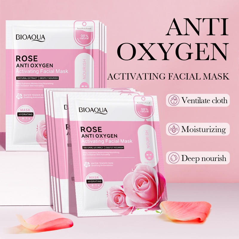 Jual BIOAQUA - ROSE ANTIOXIDANT MASK 30GR | MASKER WAJAH | SHEET MASK ...