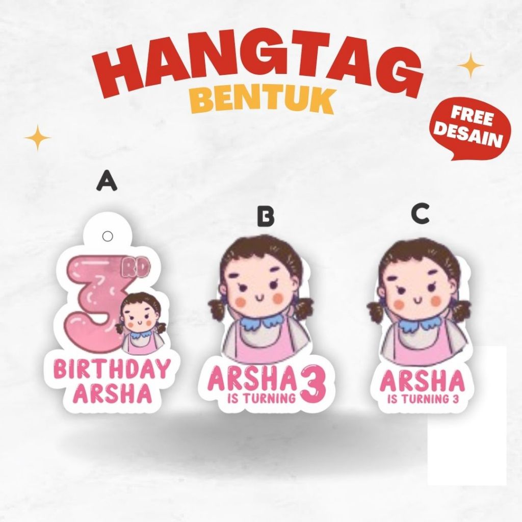 Jual (isi 20pcs) HANGTAG Ulang Tahun Hang tag Anak Suvenir Custom ...