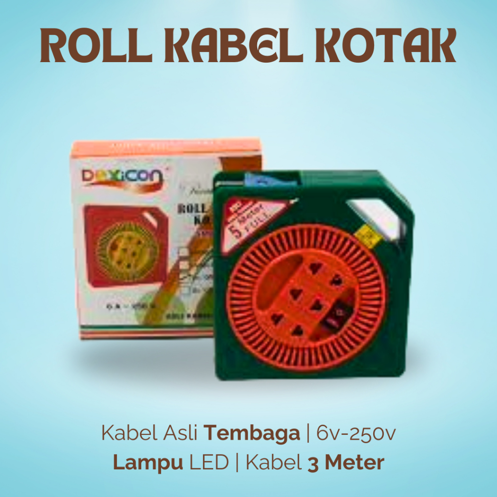 Jual ROLL KABEL KOTAK 3 METER DEXICON ROLL KABEL TRAVEL STOP KONTAK 3 ...