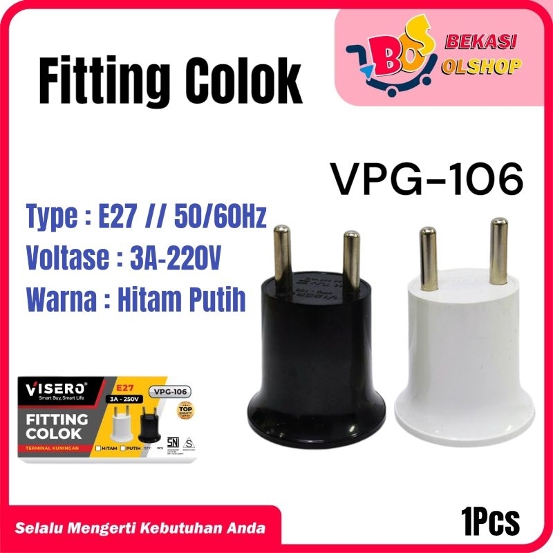 Jual Fitting Lampu Colok VPG-106 Visero / Fitting Lampu Colokan E27 Hitam Putih | Shopee Indonesia