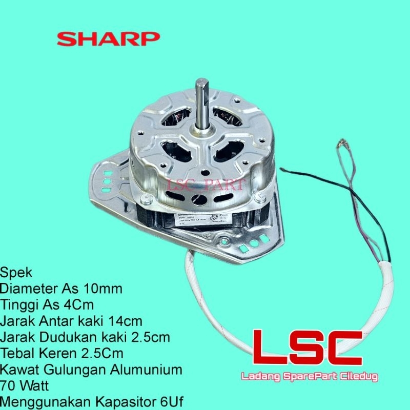 Jual Dinamo Spin Sharp 70 Watt AL Motor Pengering Mesin Cuci Sharp 2 Tabung | Shopee Indonesia