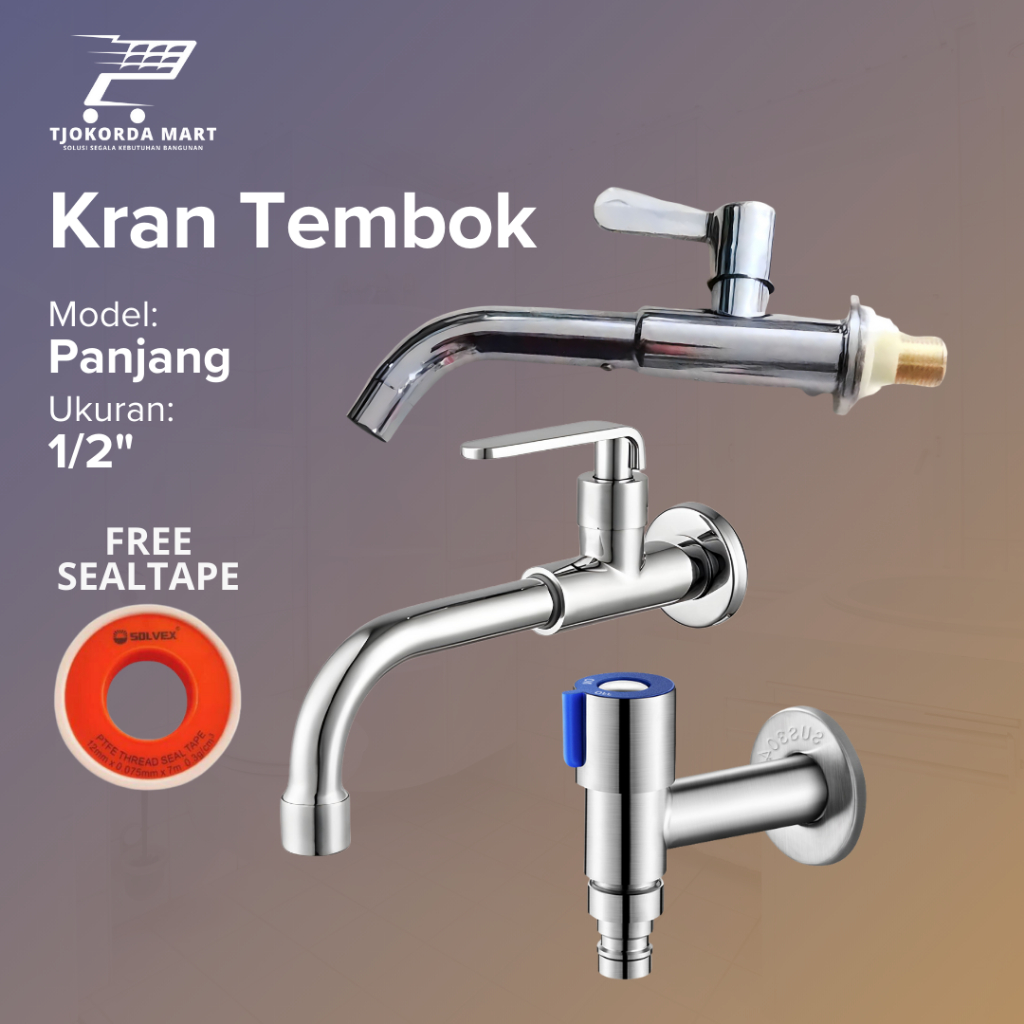 Jual Kran tembok panjang / kran wastafel dinding / kran wastafel tembok ...