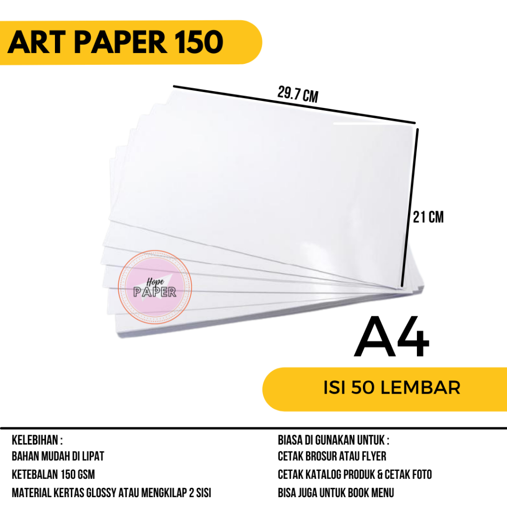 Jual Kertas Art Paper A4 150 gsm isi 50 lembar / Kertas Art Paper 150 ...
