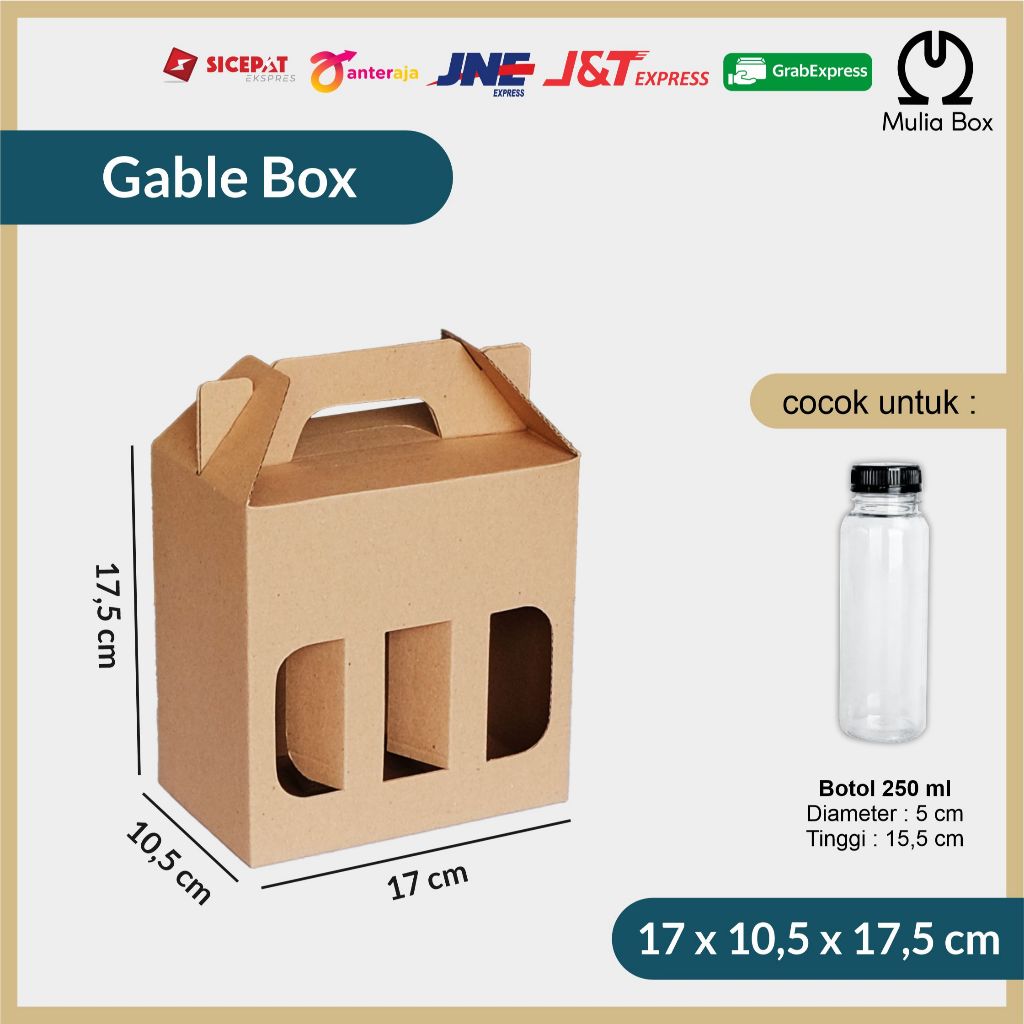 Jual Kardus Packing Jinjing / Gable Box 17 x 10,5 x 17,5 cm 6 Botol ...