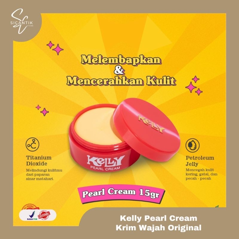 Jual KELLY PEARL CREAM 100% ORIGINAL 15GR | KRIM MUKA GLOWING PELEMBAB ...