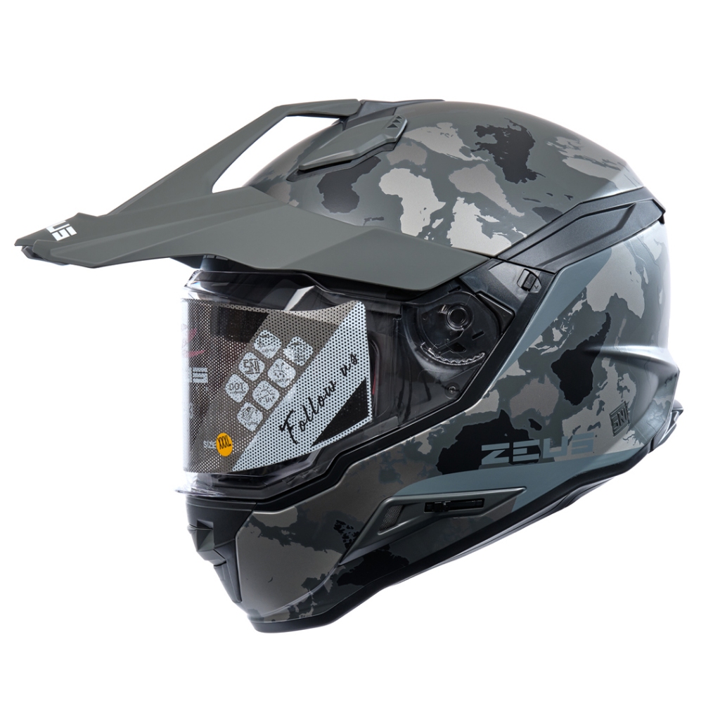 Jual (CACAT) ZEUS ZS 913 M. BLACK GREY BF6 DSIL ADVENTURE HELMET ...