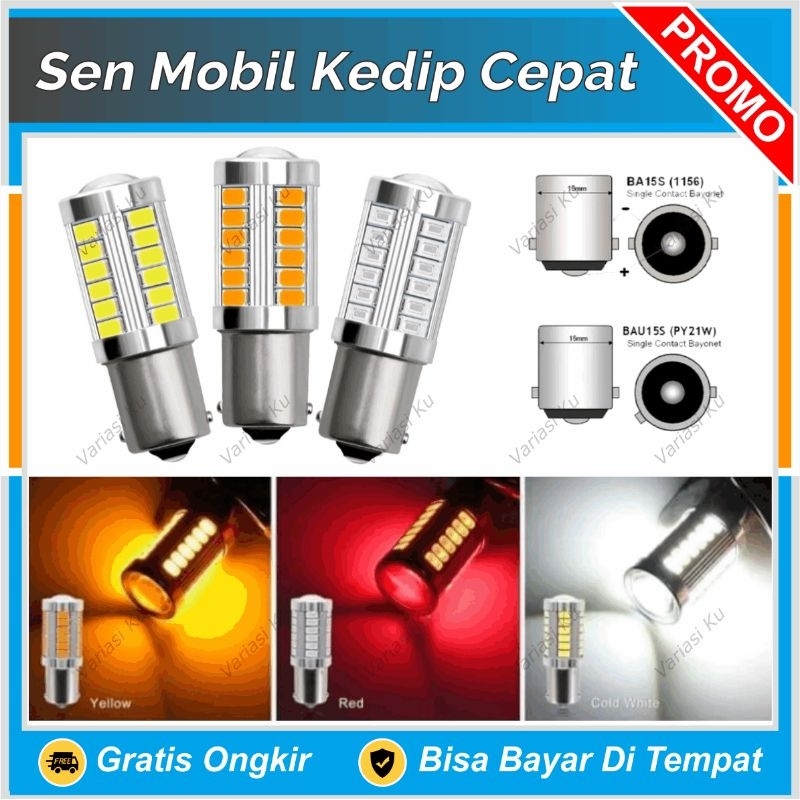 Jual LAMPU SEN MOBIL KEDIP CEPAT LED BA15S BAU15S KAKI 1 SINAR TERANG 33 MATA CANBUS DAJJAL BISA ...