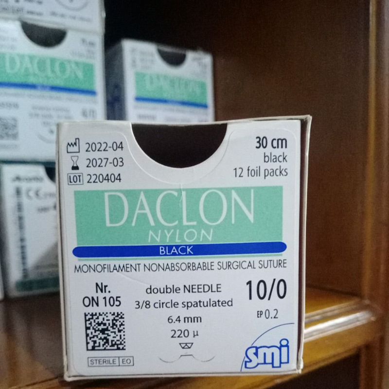 Jual Daclon nylon 10/0 spatulated ( non absorbable) | Shopee Indonesia
