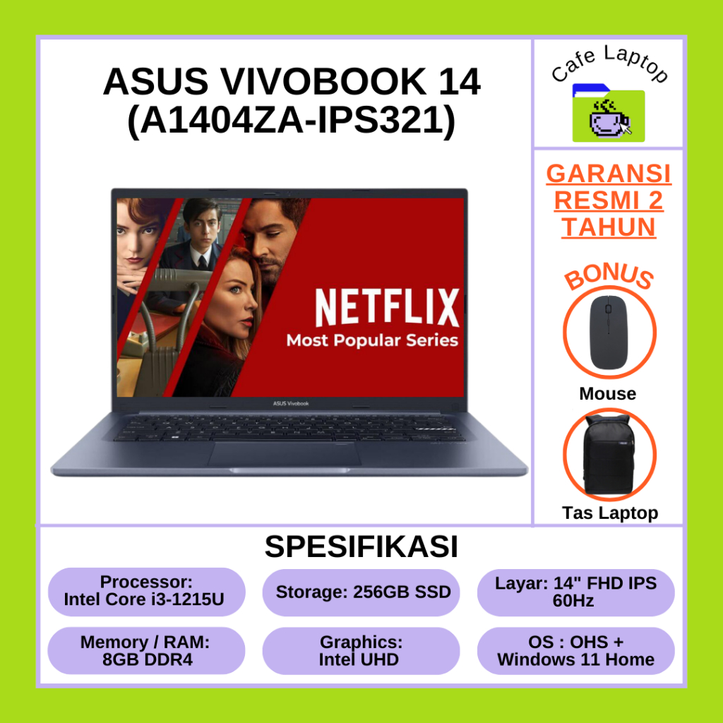 Jual Asus Vivobook 14 A1404ZA-IPS321 Core i3-1215U/RAM 8GB 256GB SSD/14 ...