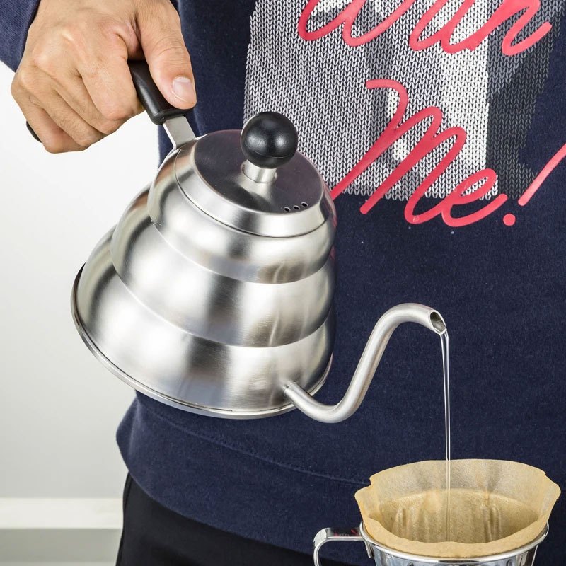 Jual Gooseneck Kettle V60 Drip Kettle Teko Leher Angsa 1000ML - Silver ...
