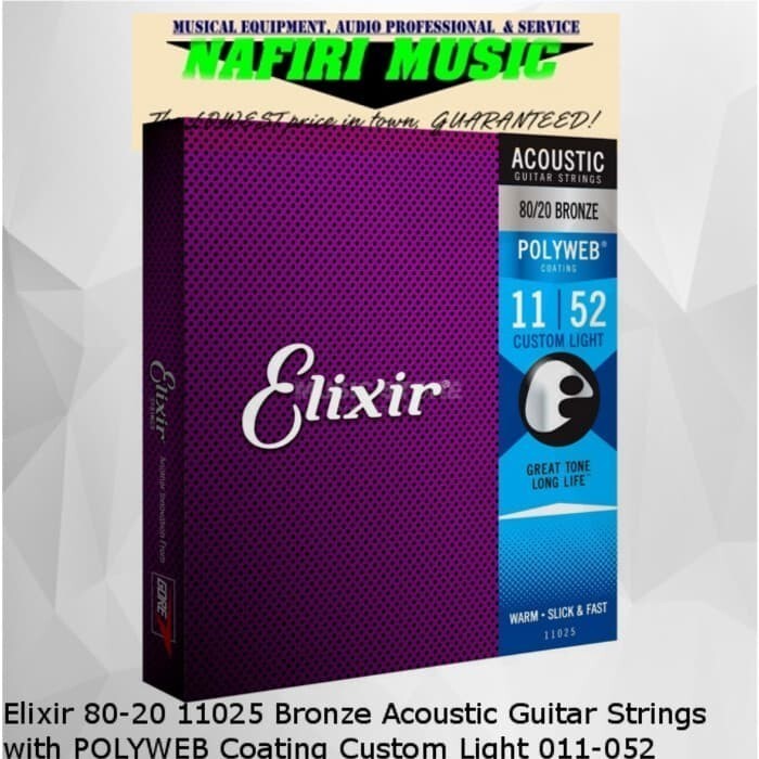 Jual Elixir 80-20 11025 Bronze Acoustic Guitar Strings with POLYWEB ...