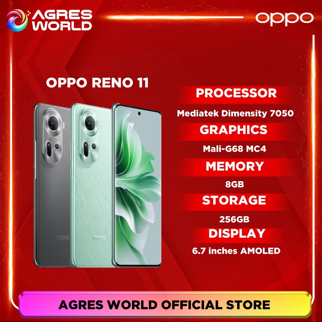 Jual OPPO RENO 11 5G 8GB 256GB GREY GREEN GARANSI RESMI | Shopee Indonesia