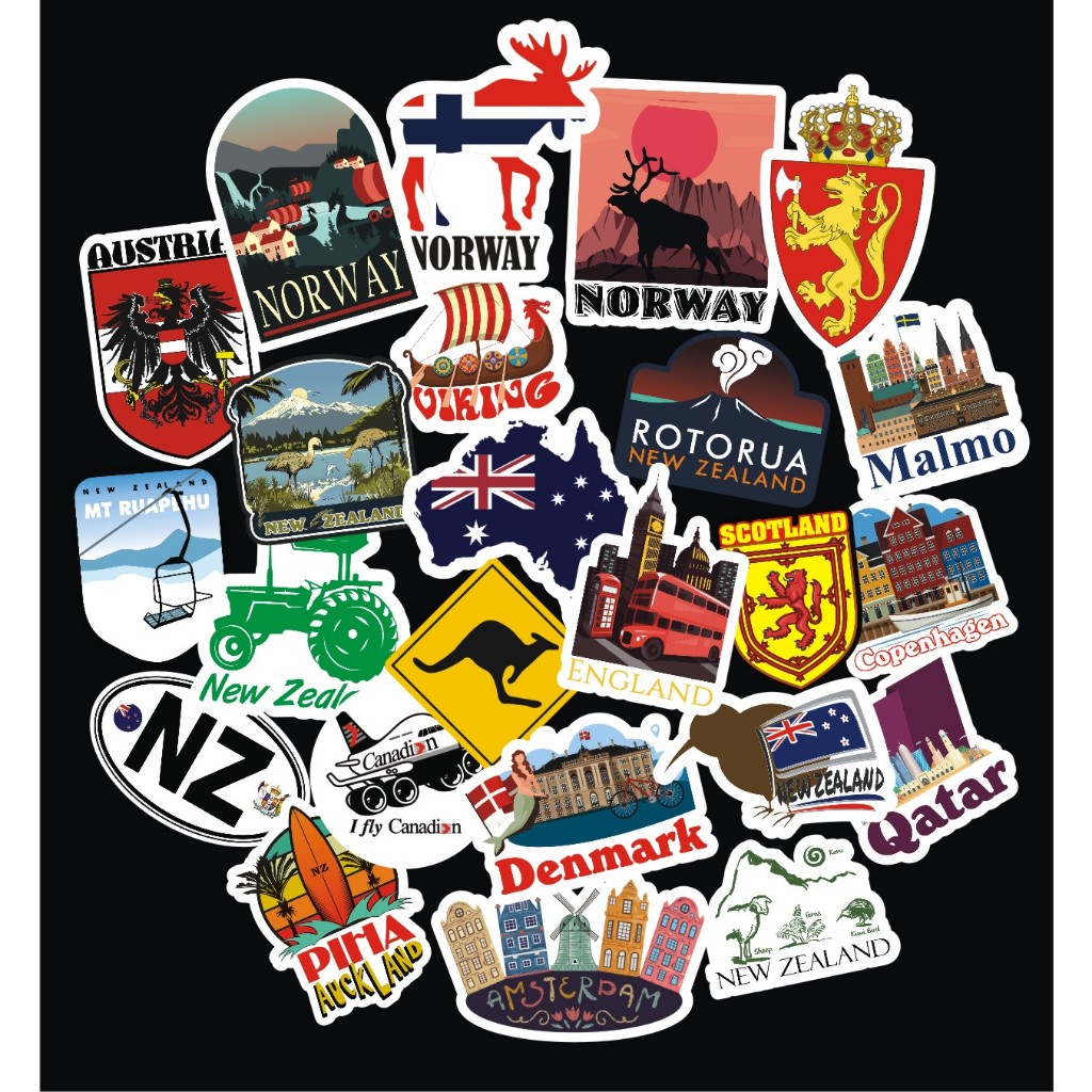 Jual country sticker / travel sticker pack / world travel sticker pack ...