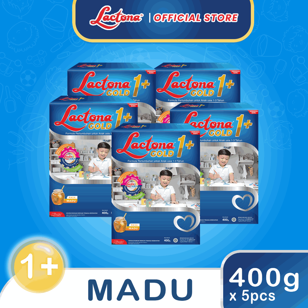 Jual PACKET LACTONA GOLD 1+ Susu Pertumbuhan Usia 1-3 Tahun 400 Gr x 5 ...