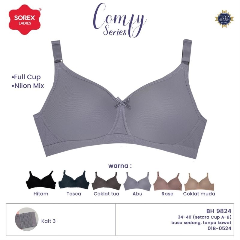 Jual Sorex Bra Tanpa Kawat Busa Kait 3 Cup B Full Cup Nilon Mix Comfy ...