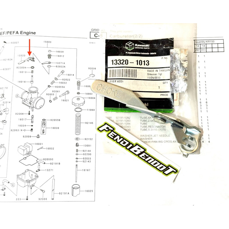Jual CHOKE LEVER ASSY KARBURATOR NINJA RR OLD NEW ORIGINAL 13320-1013 ...