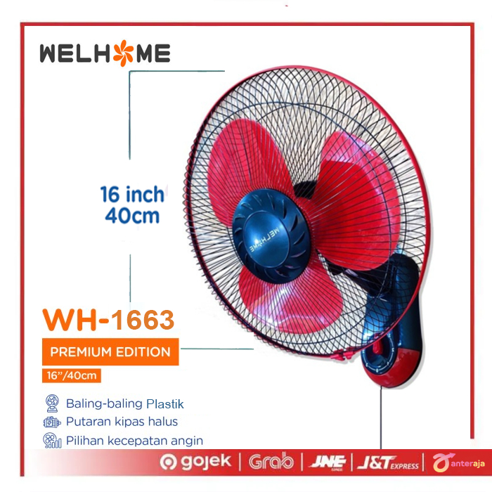 Jual Kipas Angin Dinding 16 inch WELHOME 1663E / Wall Fan 16 in WELHOME ...