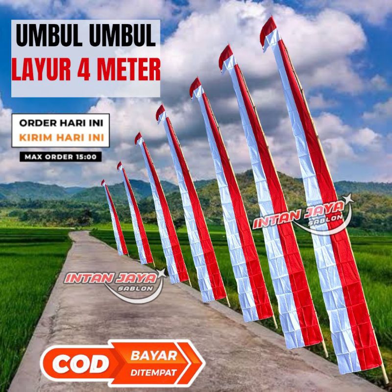 Jual UMBUL UMBUL LAYUR MERAH PUTIH PANJANG 4 METER ISI 20PCS (1KODI) | Shopee Indonesia