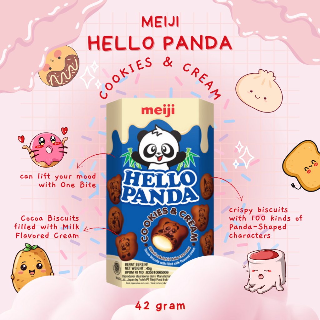 Jual Meiji Hello Panda Biskuit Cookies & Cream Snack Ringan 45 Gr ...