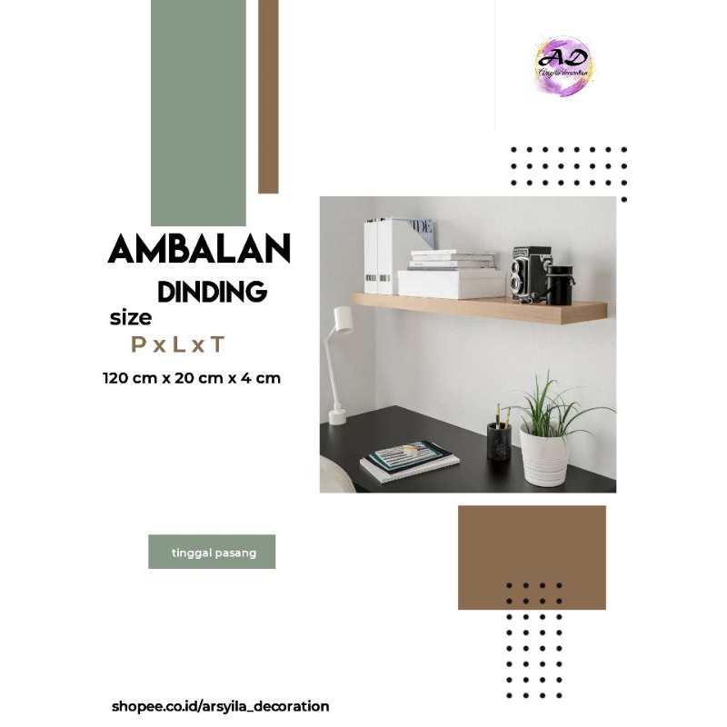 Jual Ambalan dinding rak dinding serbaguna 120cm x 20 cm x 4 cm ...
