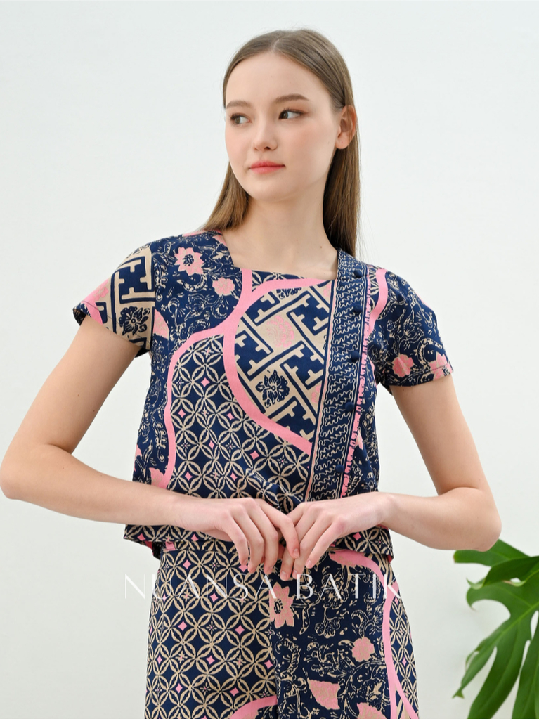 Jual Nuansa Batik Blouse Batik Model Crop Lengan Pendek Bahan Katun ...