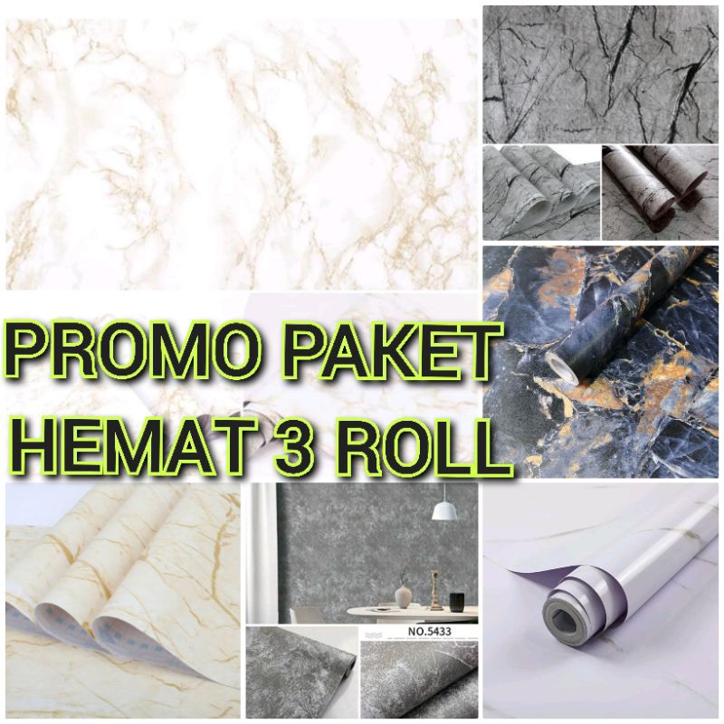 Jual PROMO PAKET HEMAT 3 ROLL Wallpaper Sticker Dinding Marmer Marble ...