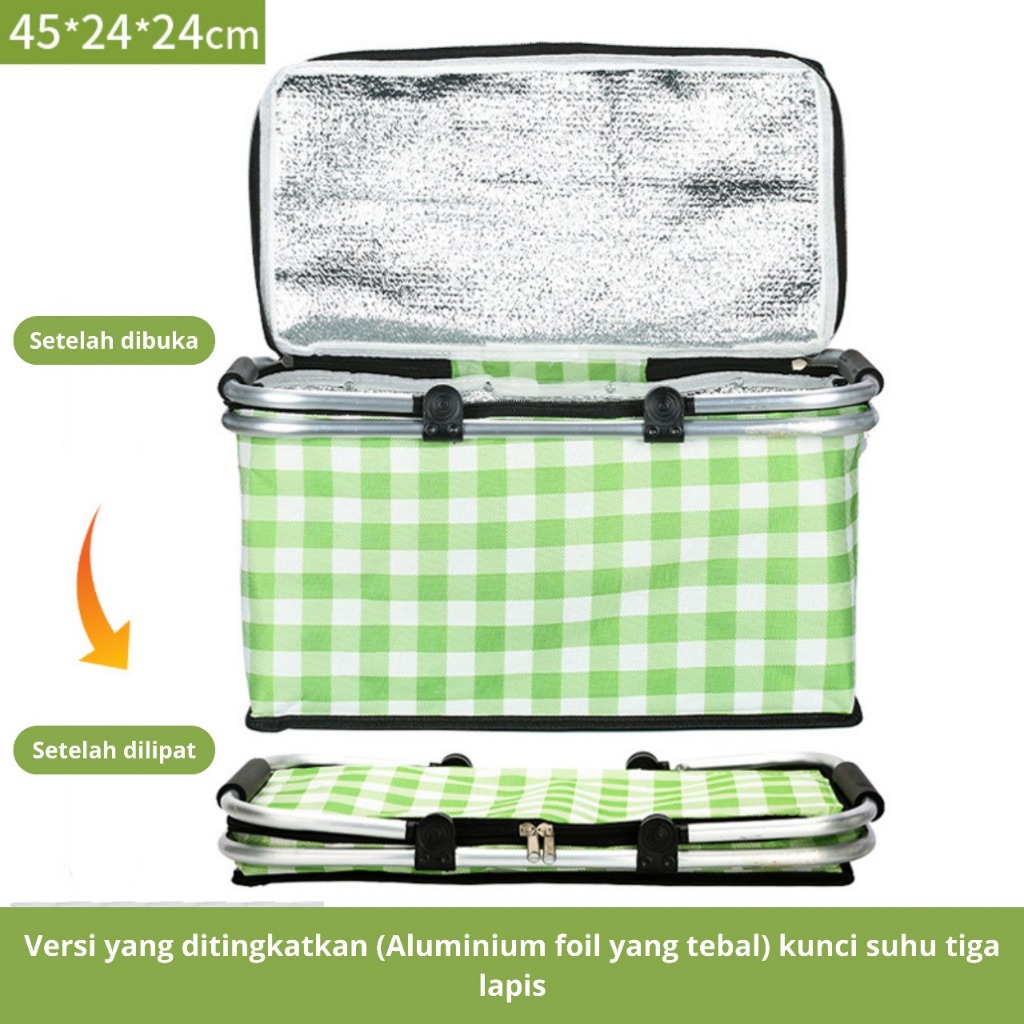 Jual Tas Piknik Keranjang Piknik Lipat Lapisan Dalam aluminium Foil ...