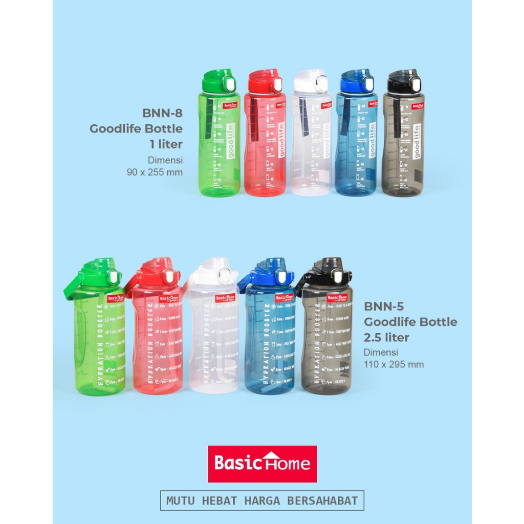 Jual Basic Home Botol Minum Good Life 1 LITER Water Bottle BNN-8 ...