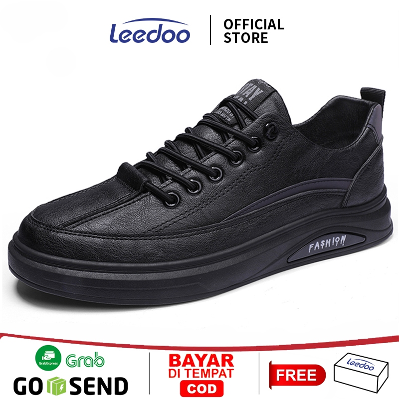 Jual Leedoo Sepatu Pria Kulit Sneakers Casual Kekinian Cowok Kerja Tali Kekinian Sepatu Laki ...