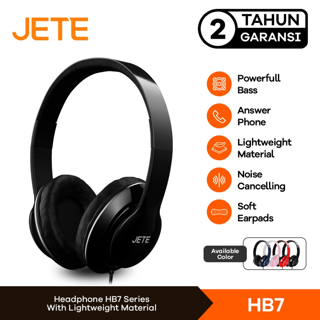 Jual JETE HB7 Headset Headphone Kabel Jack 3.5mm with Mic & Noise ...