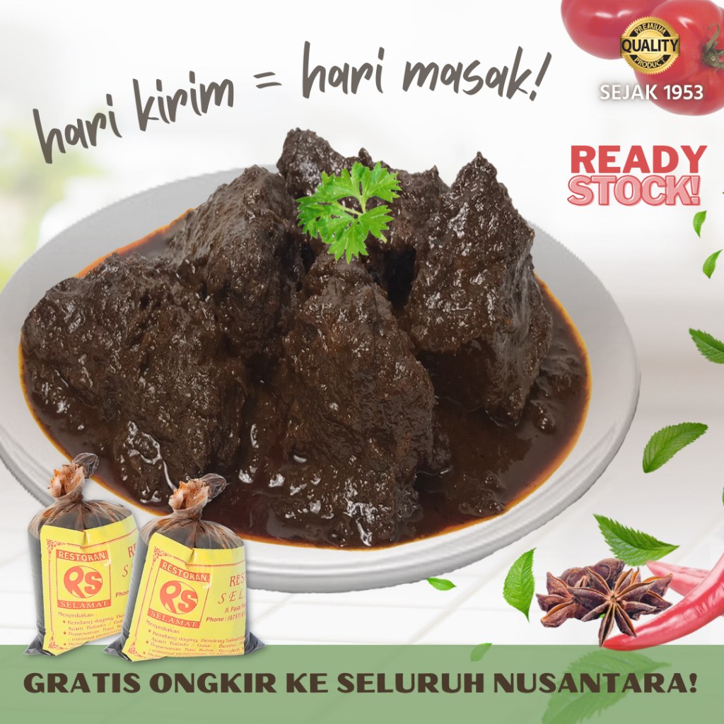 Jual Paket Berdua Rendang Daging Selamat Kayu Bakar Asli Padang Makanan ...