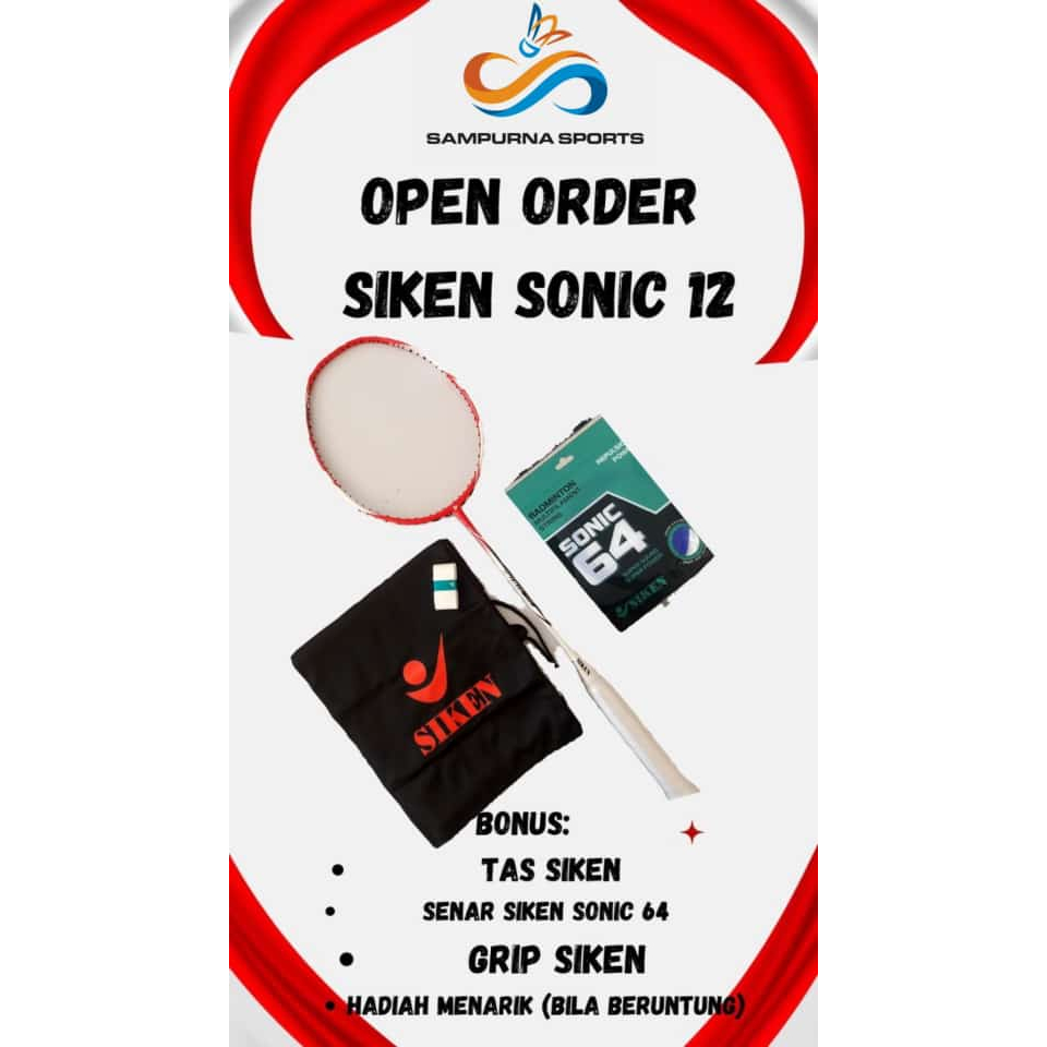 Jual SONIC SIKEN 12 LIMITED EDITION RAKET BADMINTON ORIGINAL FREE SENAR ...