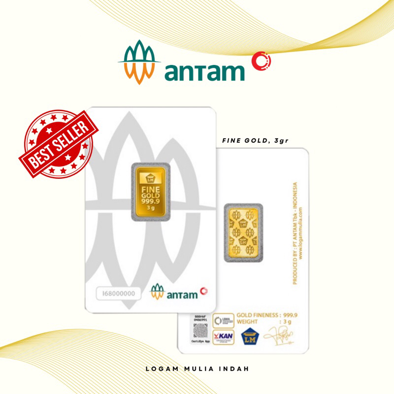 Jual Emas antam 3gr(gram) Logam mulia(LM) 9999 certicard/certieye ...