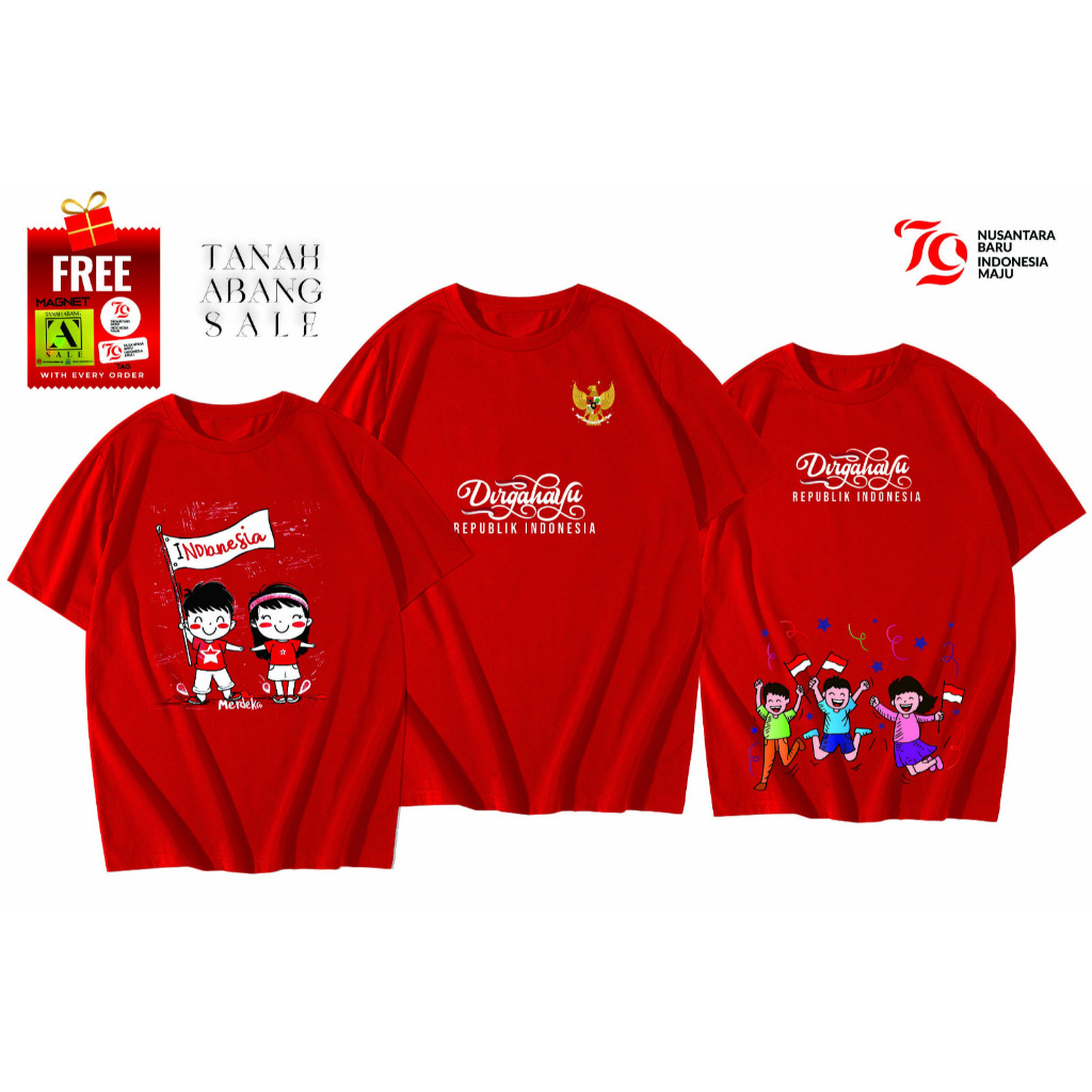 Jual KAOS HUT RI KEMERDEKAAN BAJU 17 AGUSTUS INDONESIA MERDEKA MURAH MERAH PUTIH ANAK WANITA ...