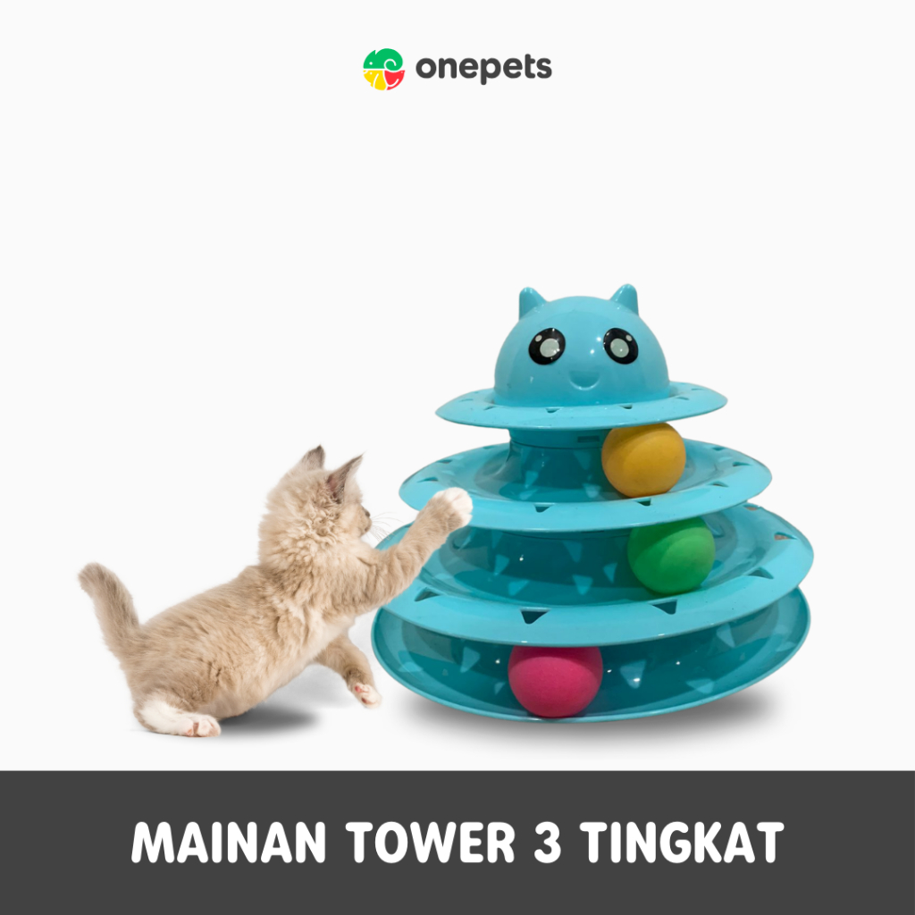 Jual Mainan Kucing Interaktif Play Toy Tower 3 Tingkat Bola Berputar ...