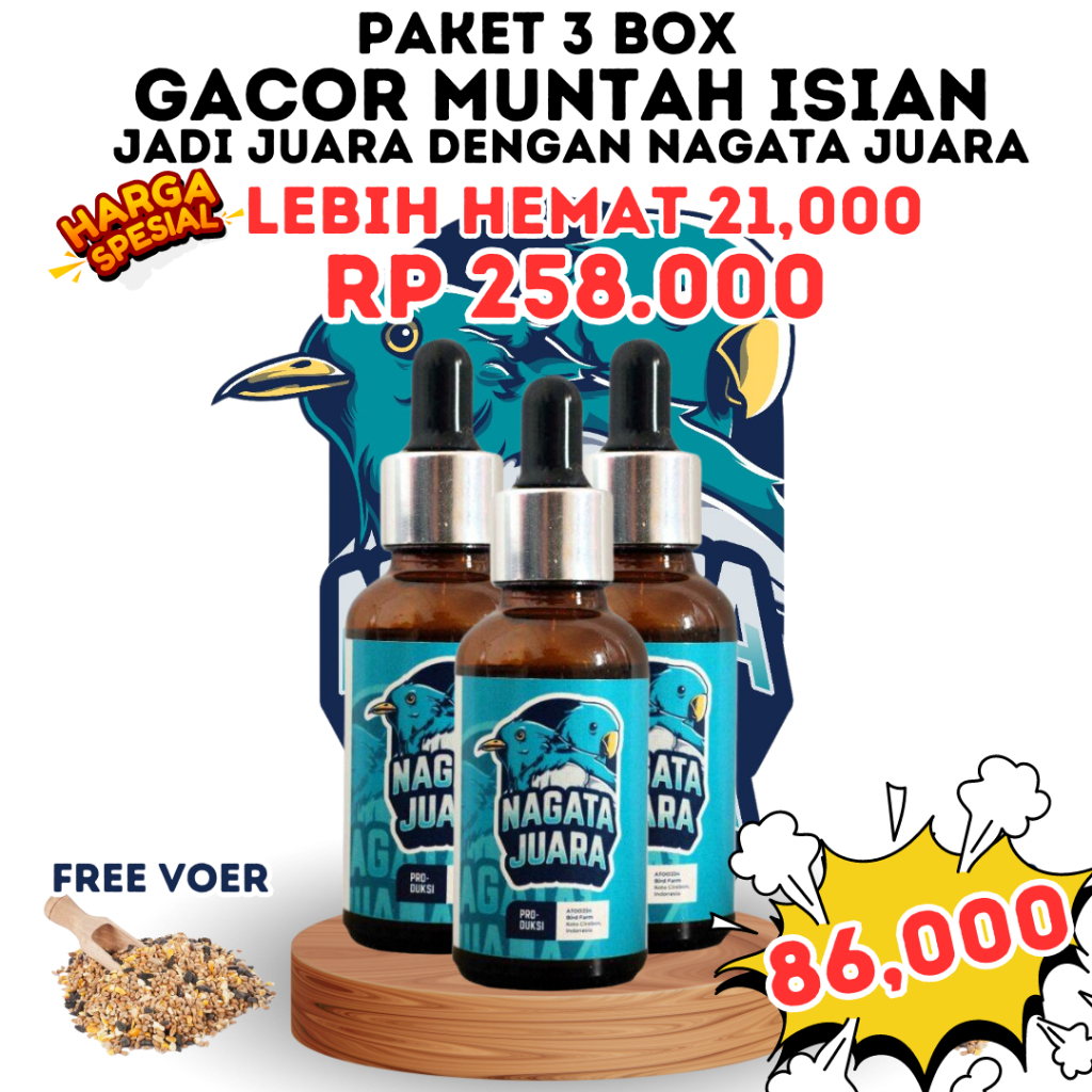 Jual [DISKON21K] NAGATA JUARA | Paket 3 Box Atasi Permasalahan Burung ...