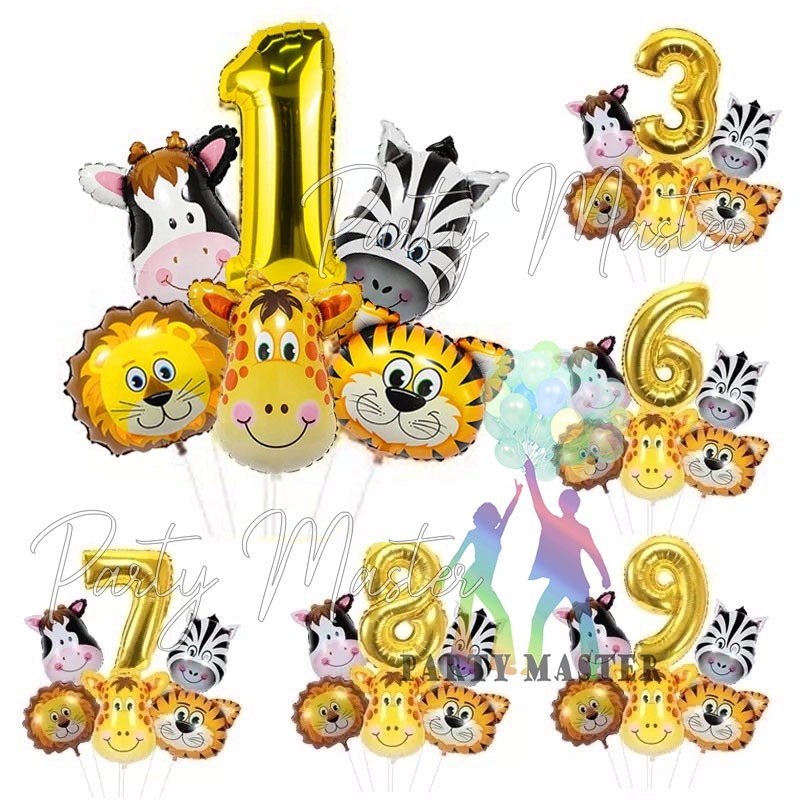 Jual Paket Set balon angka Animal jungle / unicorn / lol/ kendaraan ...
